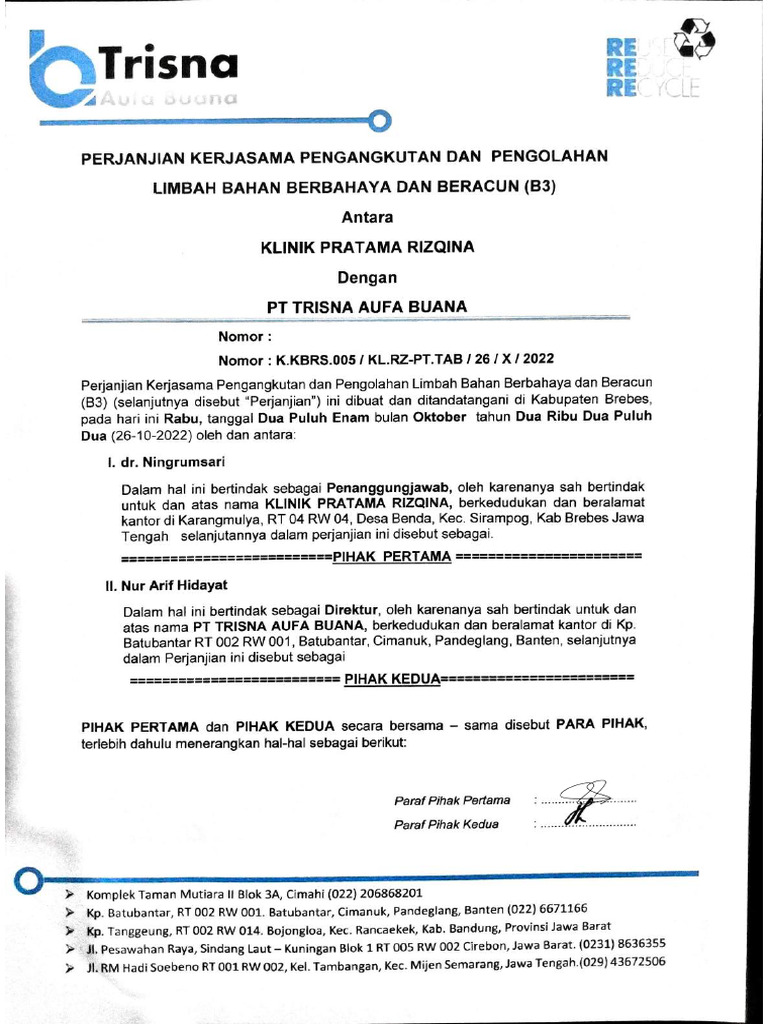 MoU Klinik Pratama Rizqina Trisna | PDF
