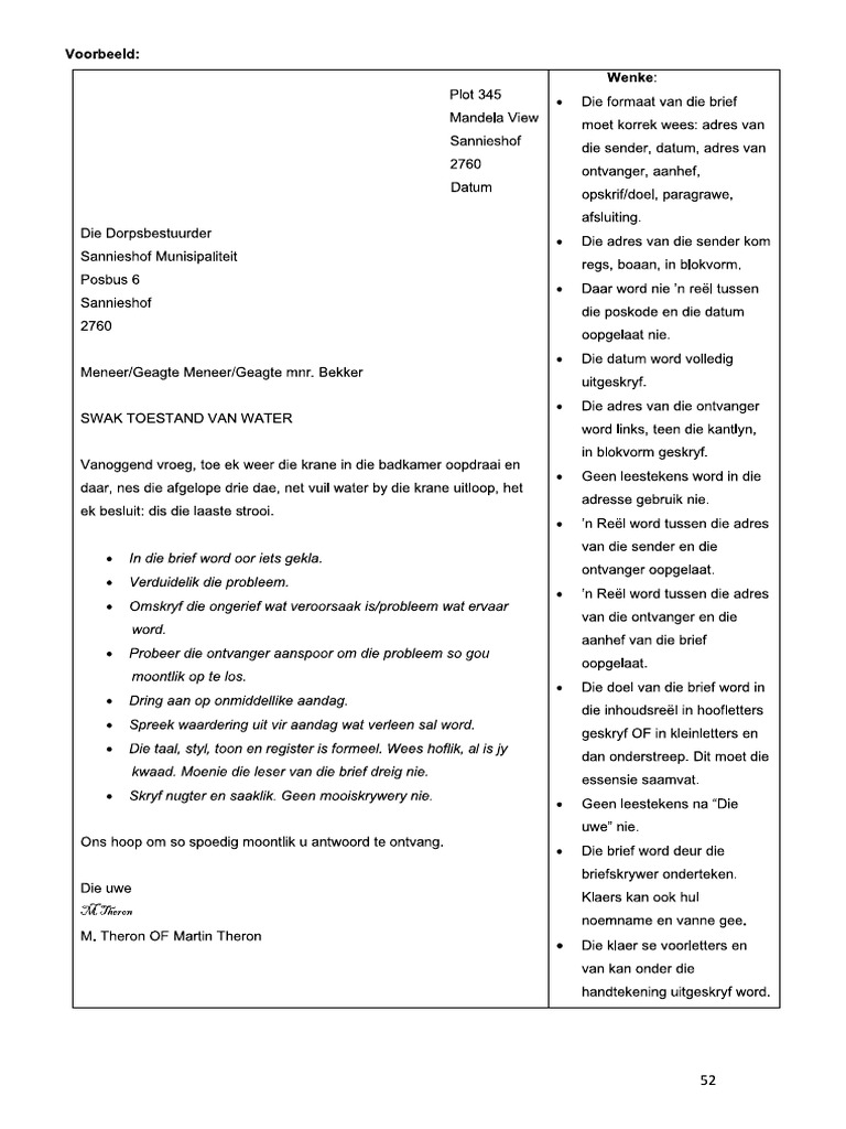 Formele Brief - Klagtebrief | PDF