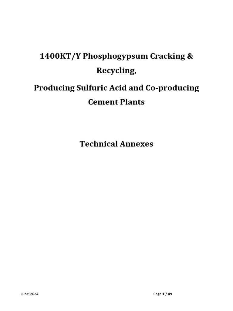 Technical Annex - Gypsum To Acid & Cement Process | PDF | Heat Exchanger | Pump