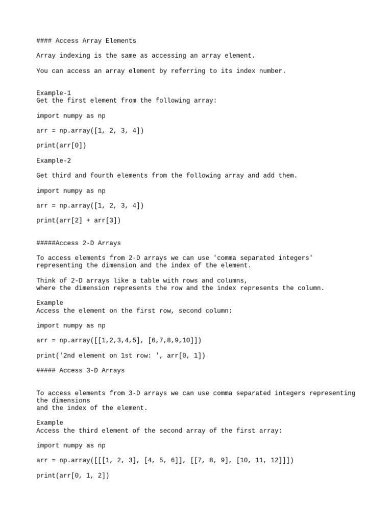 3 Access Array Elements | PDF