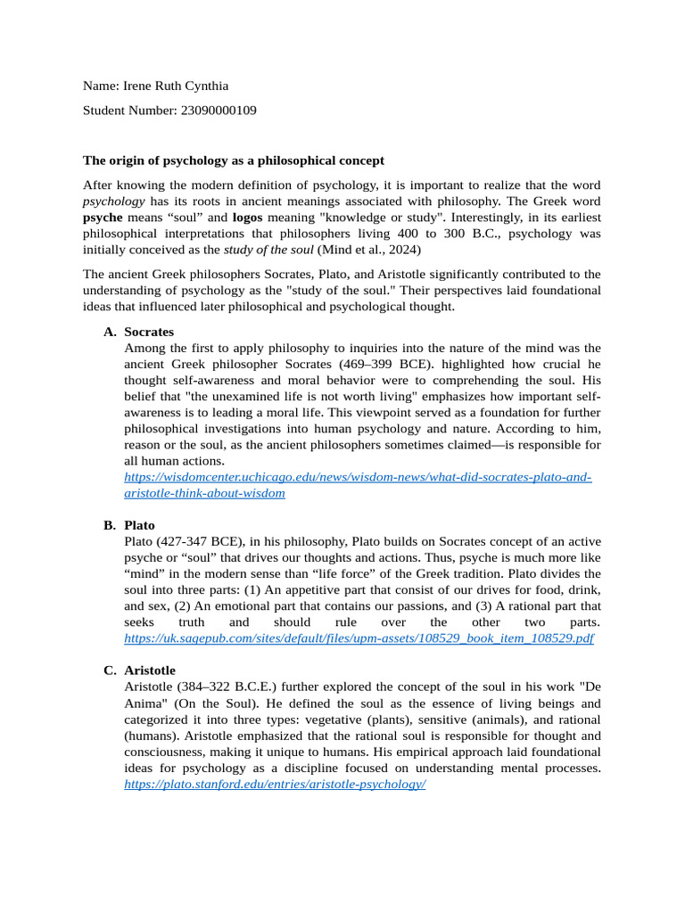 The Origin of Psychology As A Philosophical Concept | PDF | Soul | Plato