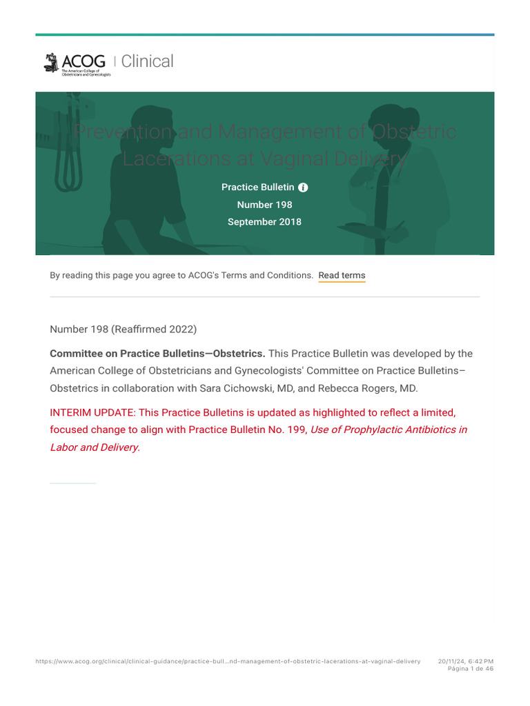 Prevention and Management of Obstetric Lacerations at Vaginal Delivery ...