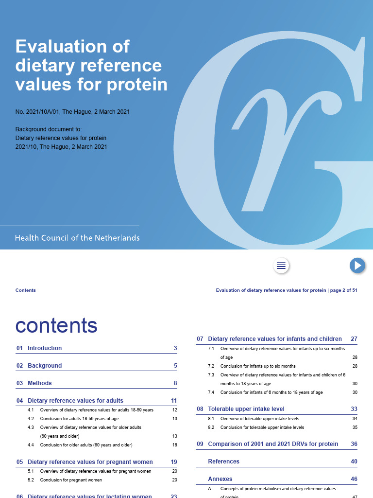 Backgrounddocument Evaluation of Dietary Reference Values For Protein ...