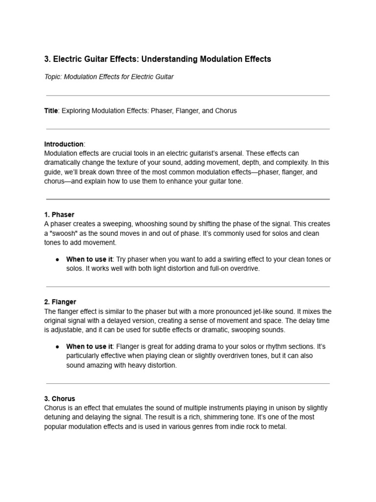3. Electric Guitar Effects_ Understanding Modulation Effects | PDF ...