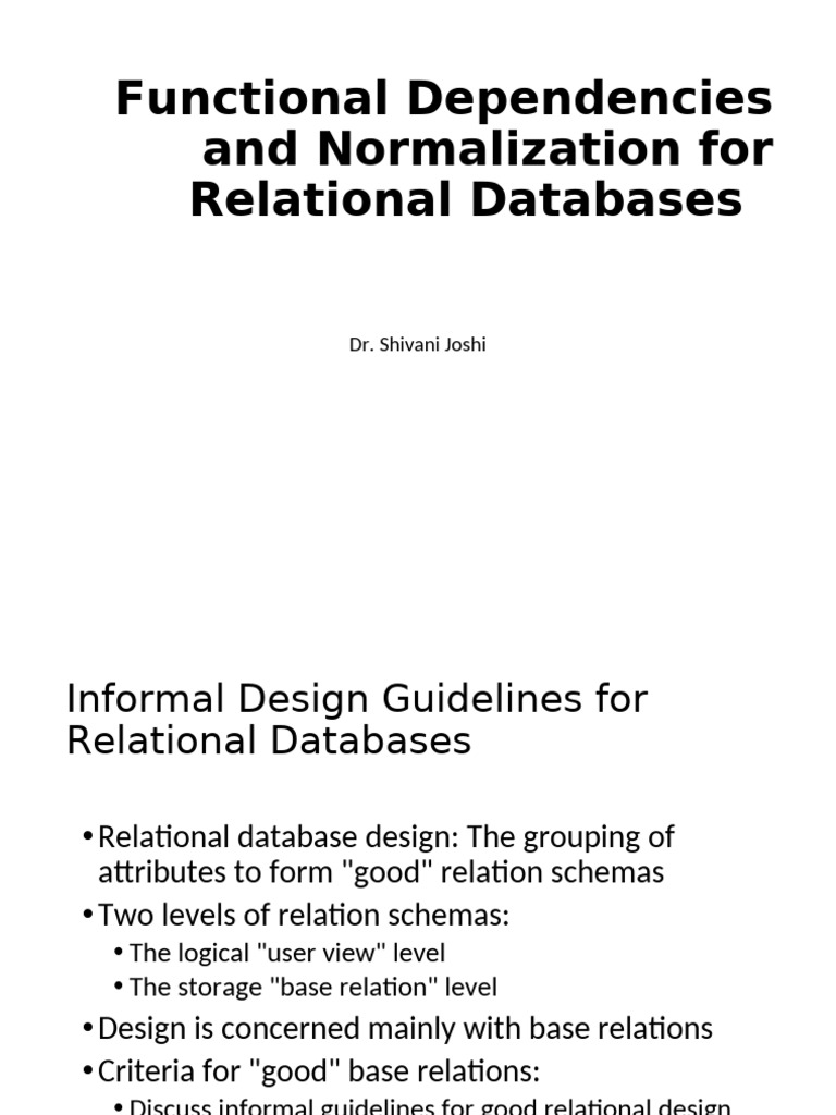 DBMS Unit 3.0 Functional Dependencies | PDF | Relational Model | Software Design