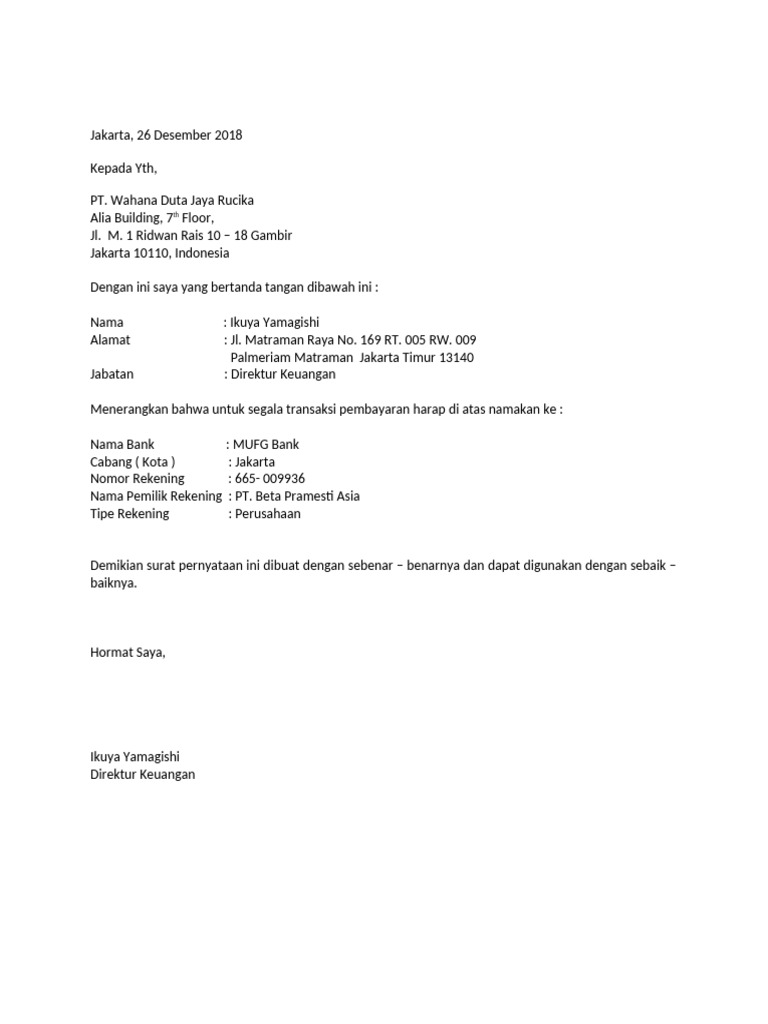 Surat Pernyataan Pembayaran PT Beta Pramesti | PDF