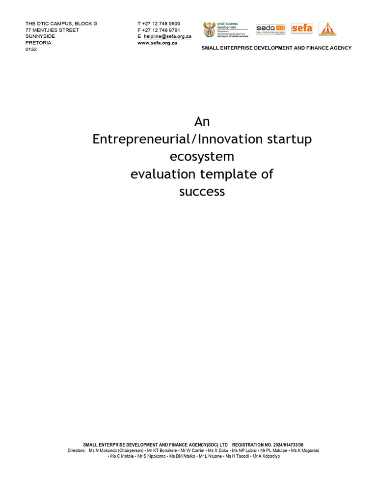 Startup Ecosystem Evaluation Template | PDF | Startup Company | Small ...