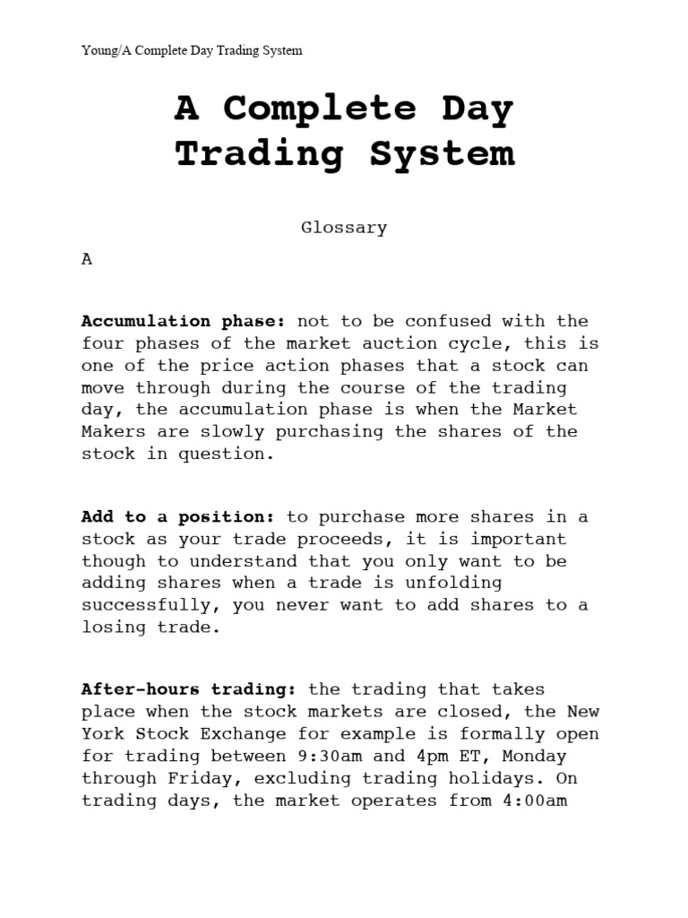 Day Trading Glossary & System Guide | PDF | Order (Exchange) | Day Trading