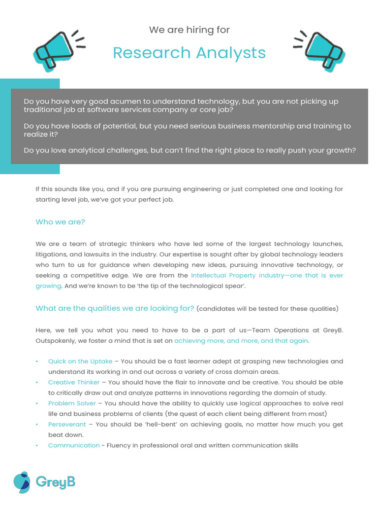 Job Description - Research Analyst | PDF | Project Management | Business