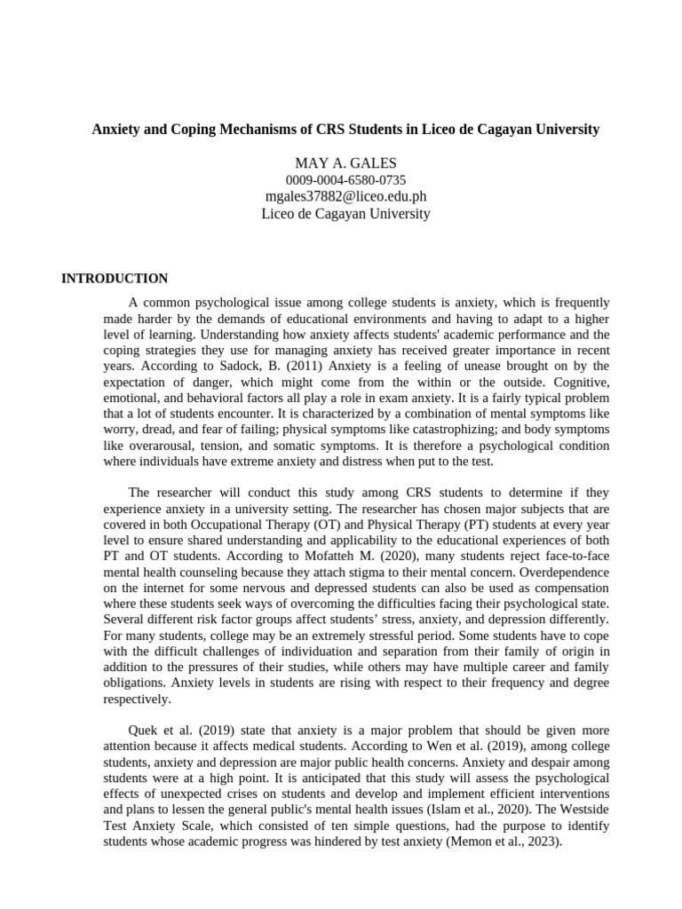 Revised Research 3 | PDF | Anxiety | Questionnaire
