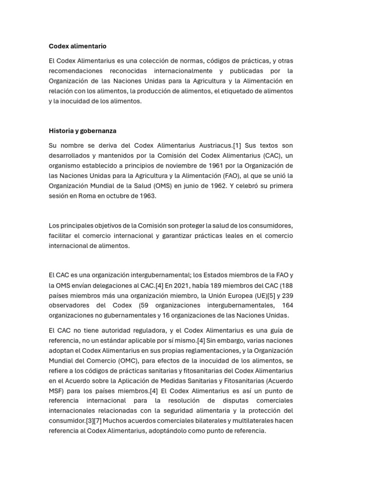 Codex Alimentario | PDF | Industria de alimentos | Política alimentaria