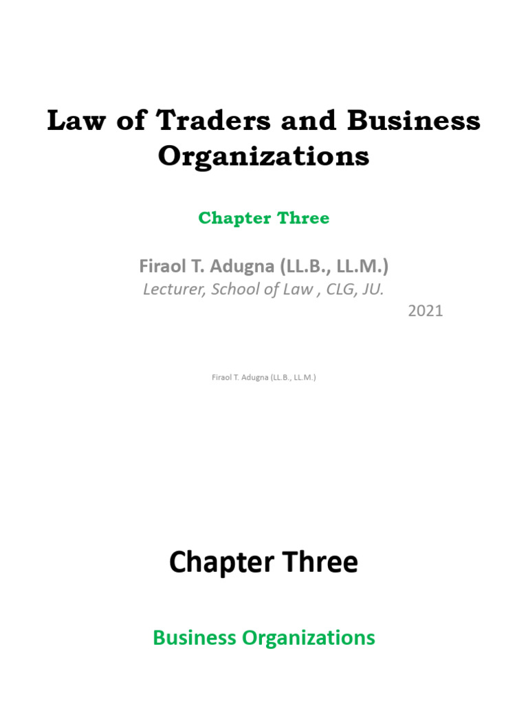 TBO - Firaol Chapter 3 - 4, BO & Partnerships | PDF | Partnership ...