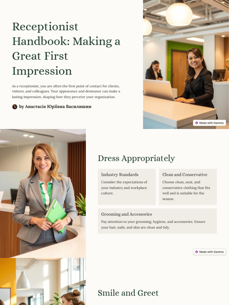Receptionist-Handbook-Making-a-Great-First-Impression | PDF ...