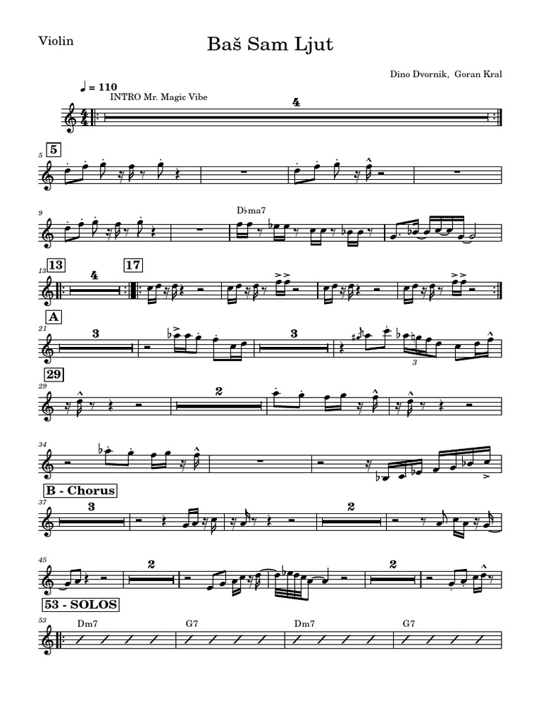 Baš - Sam - Ljut RB Arr.-Violin | PDF
