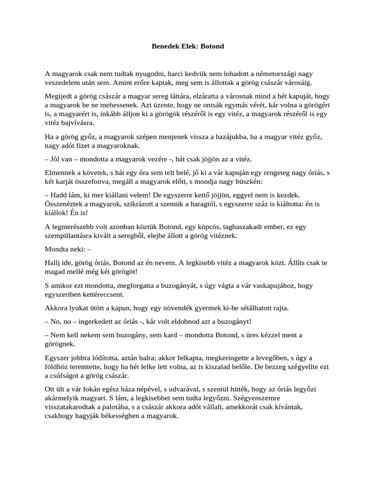 Benedek Elek - Botond | PDF
