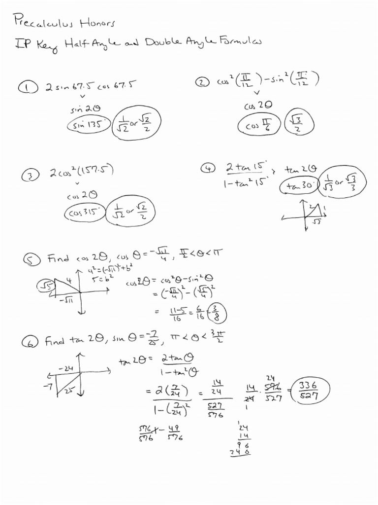 IP Key Half Angle & Double Angle Formulas | PDF