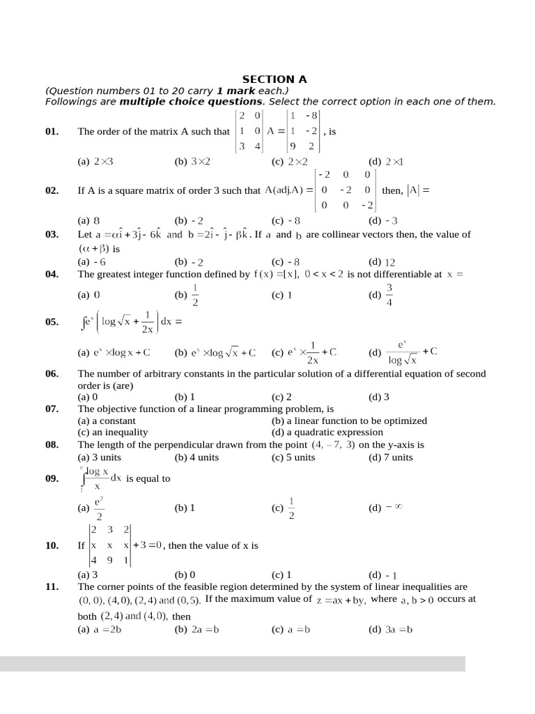 Model Paper 3 (XII 2024-25) Math | PDF | Euclidean Vector | Line (Geometry)