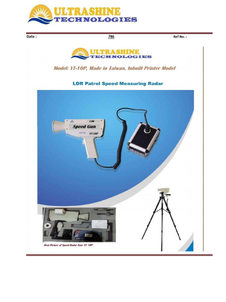 Brochure YT-10P Speed Gun Radar With Printer | PDF