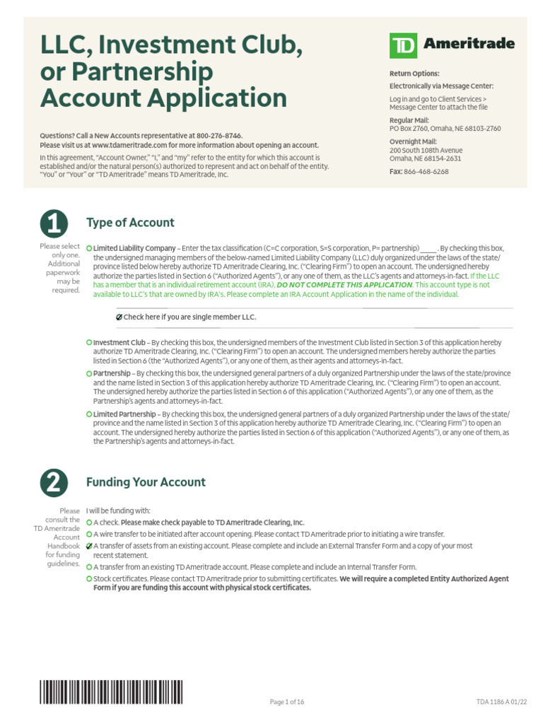 LLC Investment Club or Partnership Account Application | PDF | Option ...