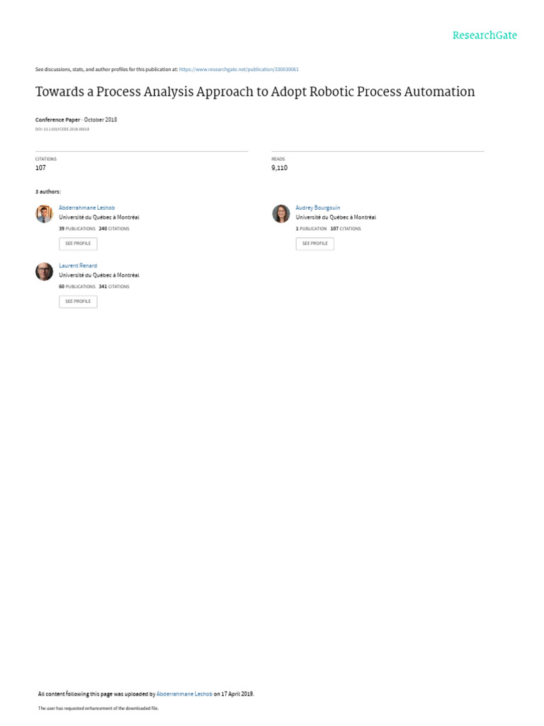 Process Analysis Approachto Adopt RPA | PDF | Business Process ...
