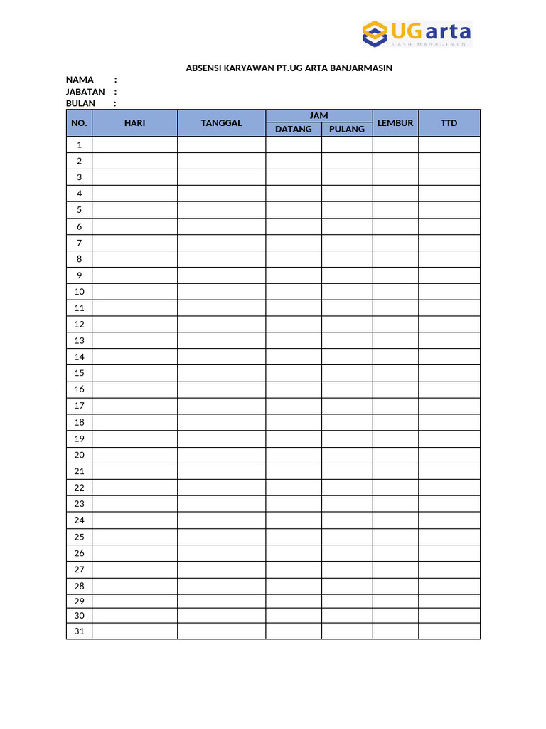 FORM ABSENSI REMOTE | PDF