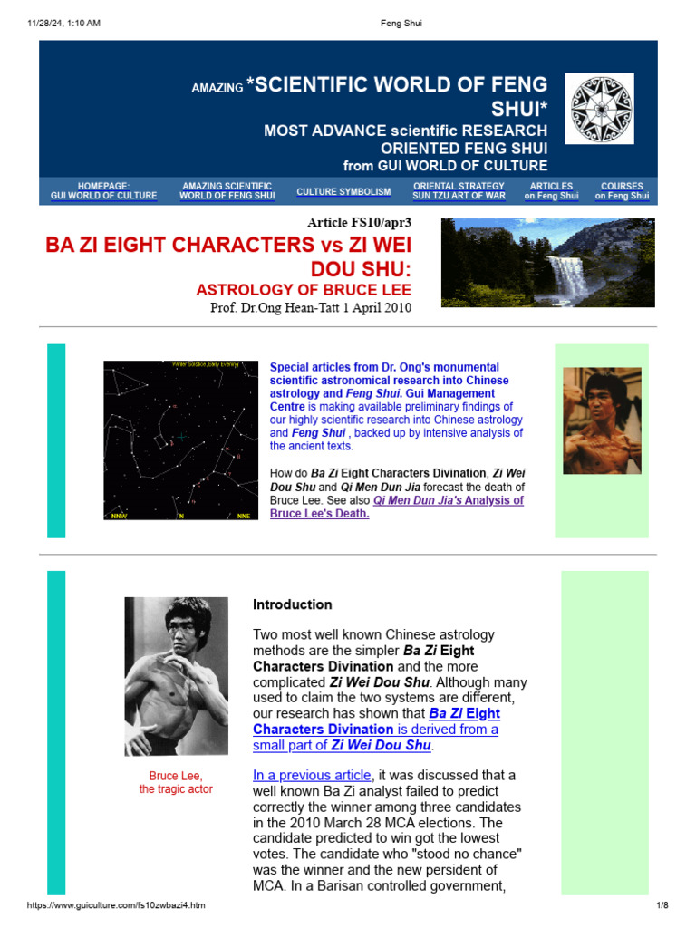 QMDJ On Bruce Lee's Death - P2 - A Looking Down On BaZi | PDF ...