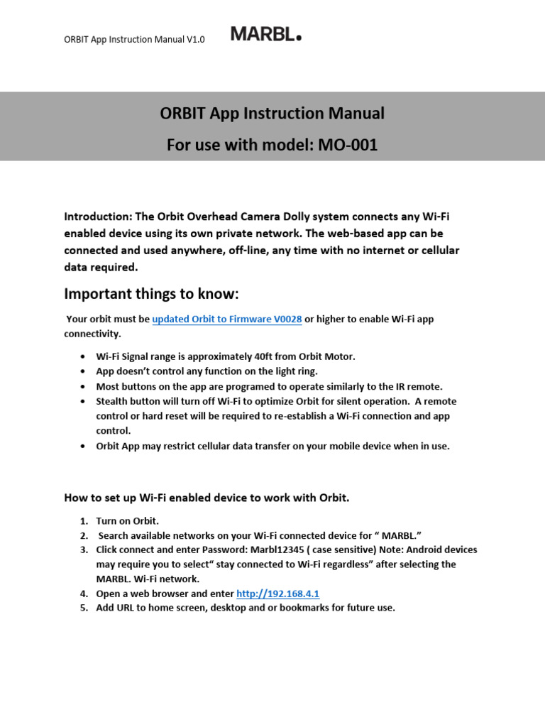 Orbit+APP+user+manual+V1 0 | PDF | Mobile App | Wi Fi