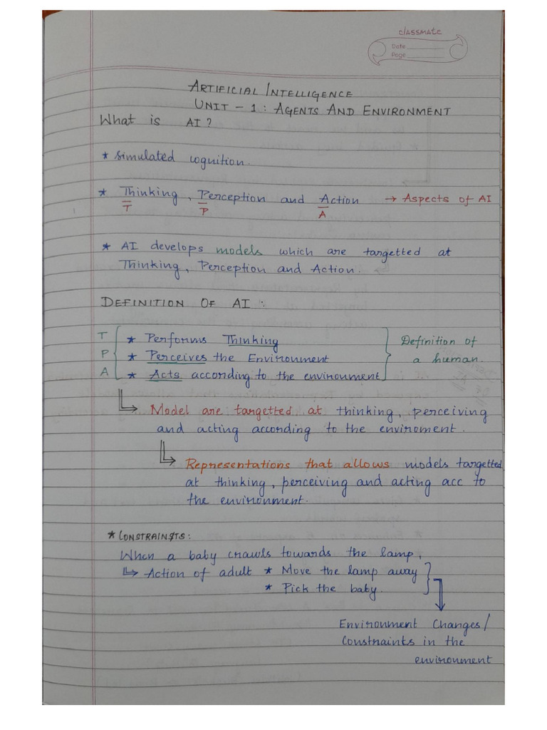 Ai Unit 1 - Agents and Environment | PDF
