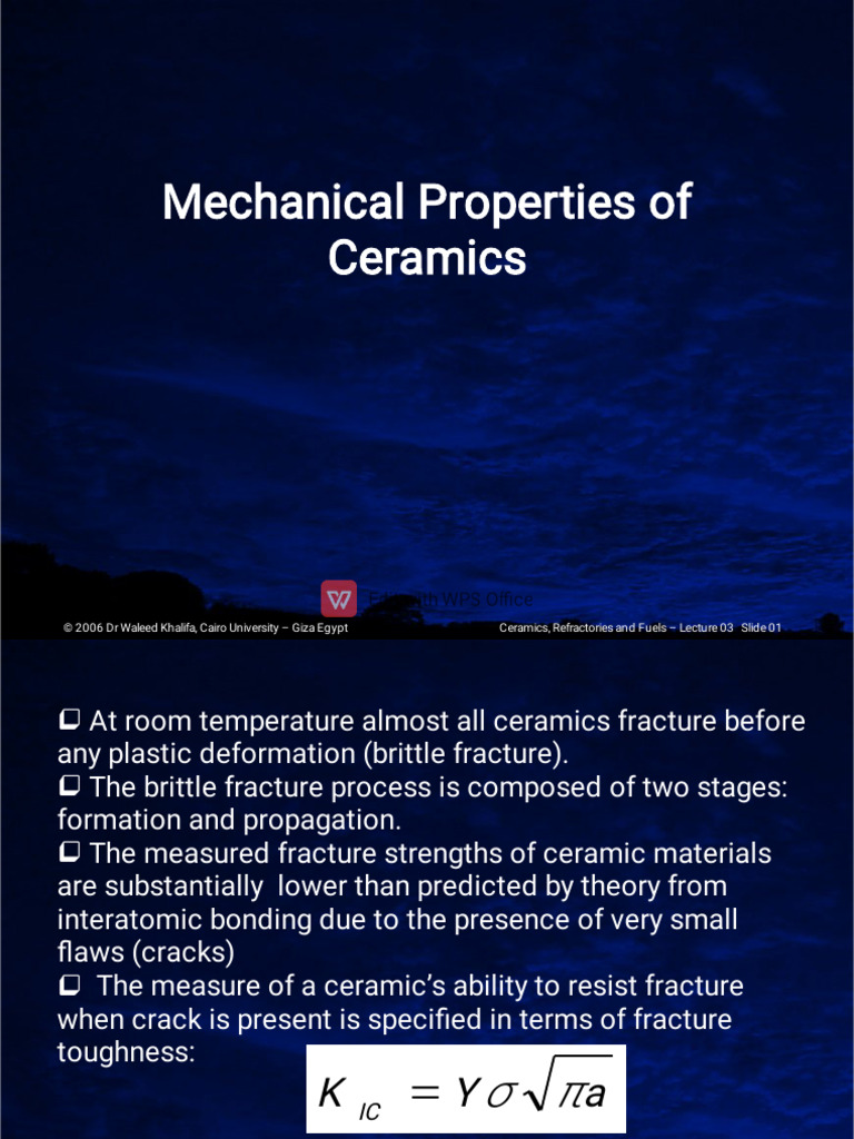 Mechanical Properties of Cermaics Part 2 | PDF | Fracture | Strength Of Materials