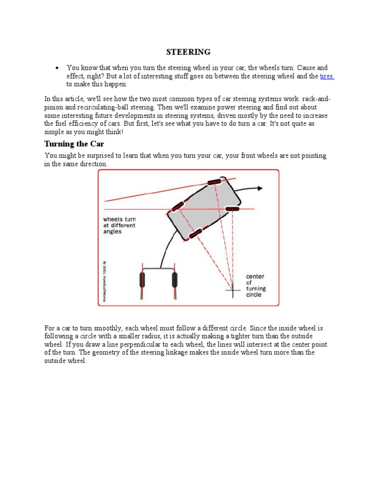 Car Steering Mechanism | PDF