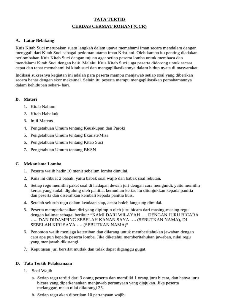 Tata Tertib Lomba CCR | PDF
