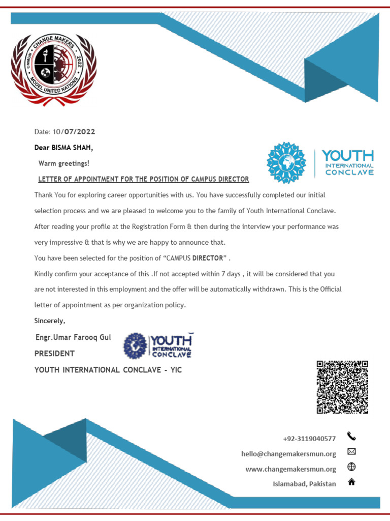 Bisma - Official Letter - Change Makers Model UN | PDF
