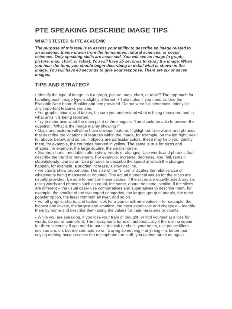 Pte Speaking Describe Image Tips | PDF | Image