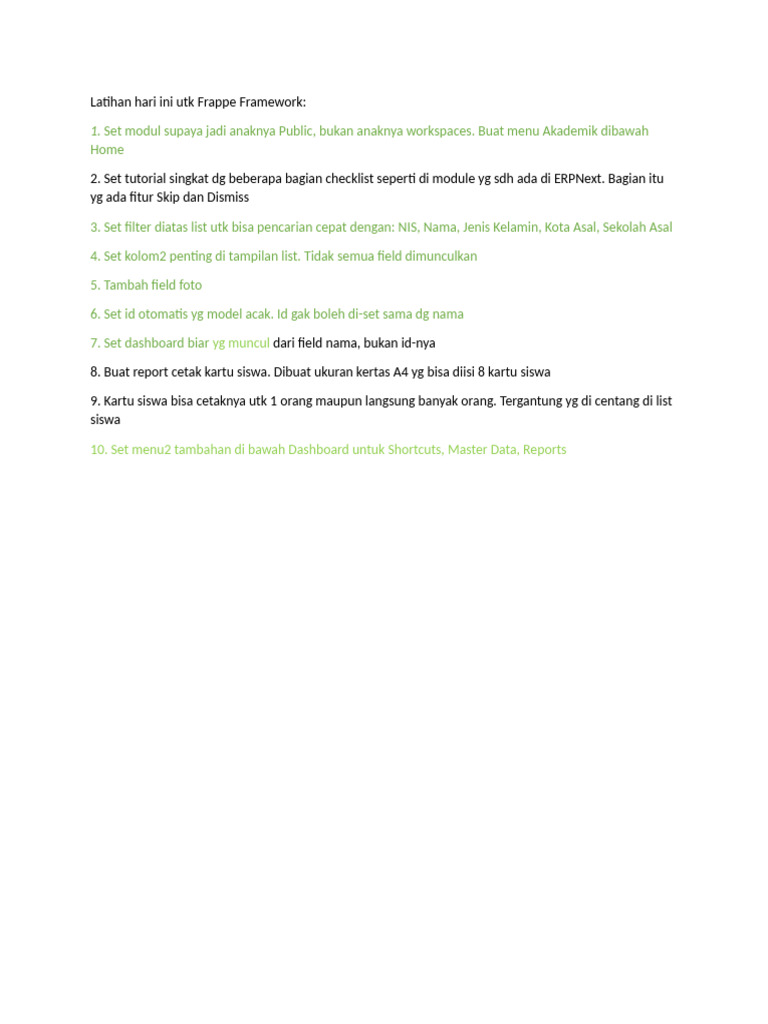 Latihan Hari Ini Utk Frappe Framework | PDF