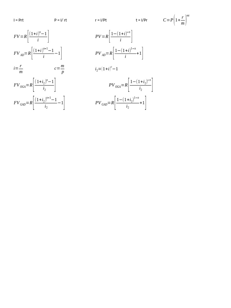 Formulas | PDF