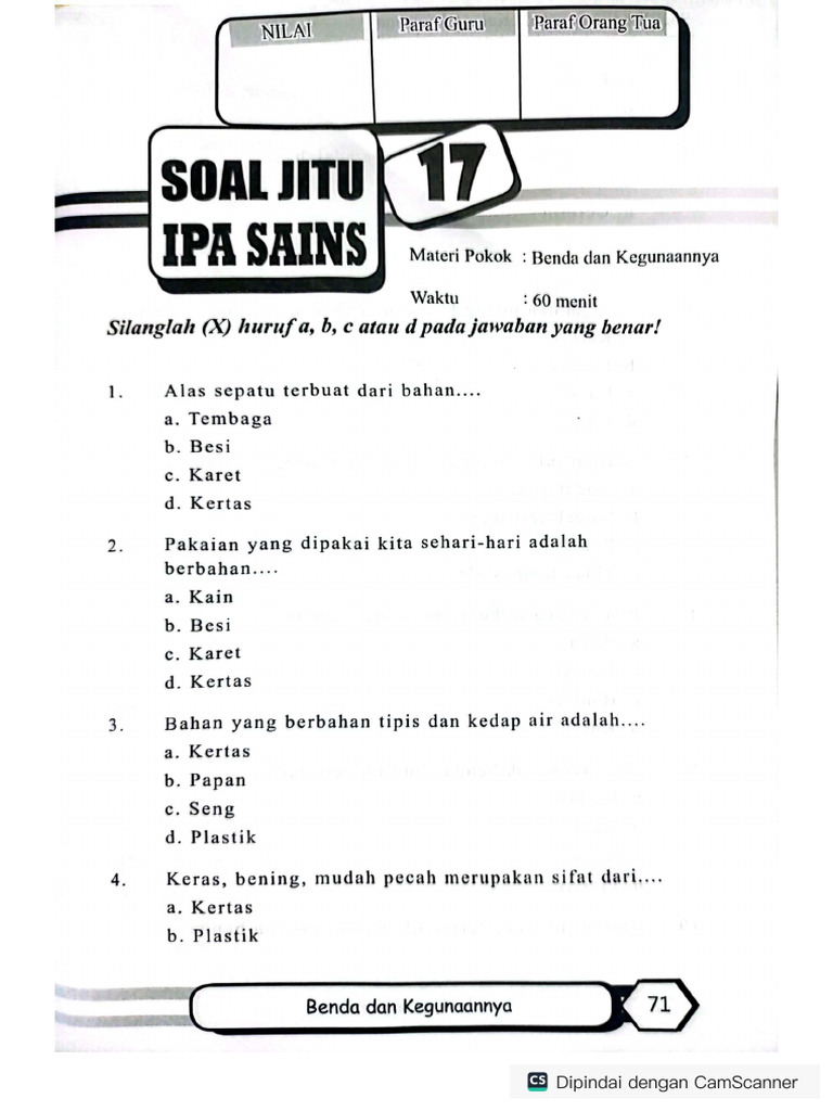 Soal Ipa 17 - Benda Dan Kegunaannya | PDF