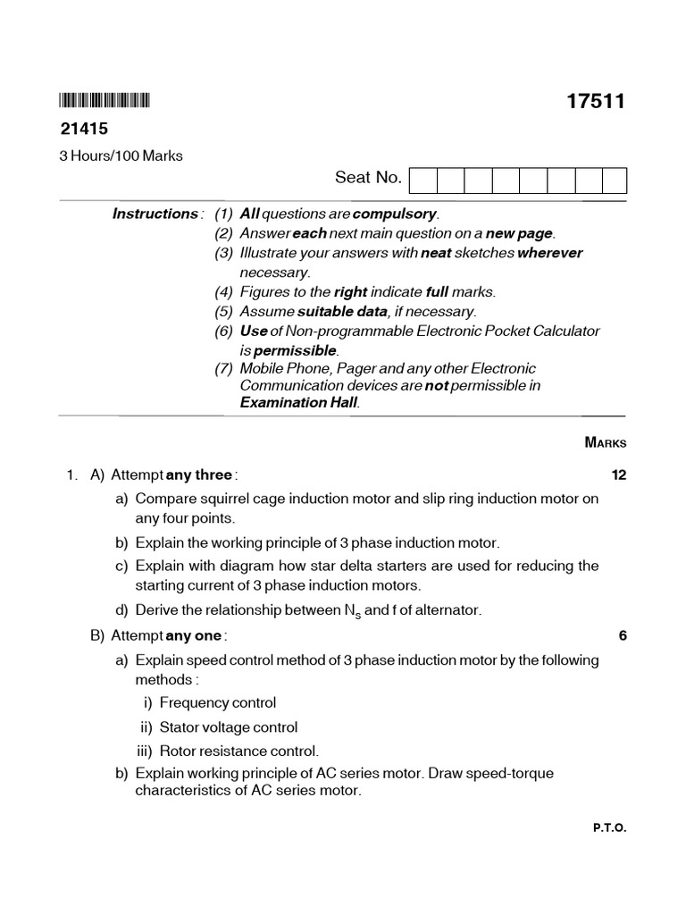 2015 Summer Question Paper | PDF | Electric Motor | Manufactured Goods