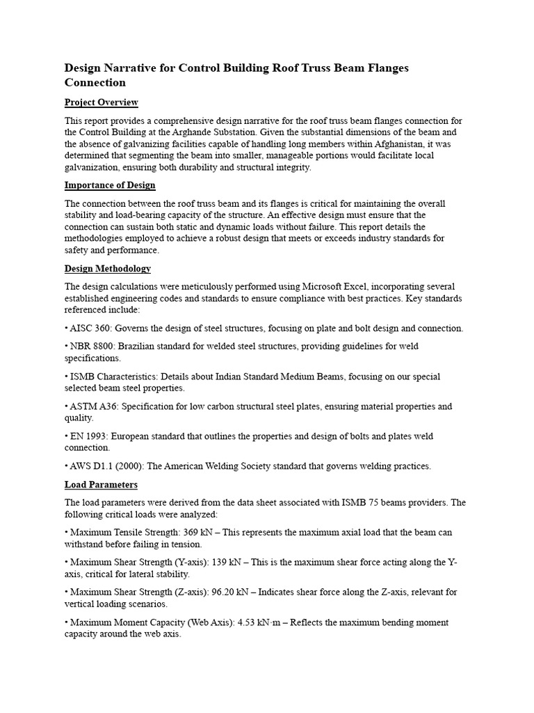 241111-Design Narrative for Control Building Roof Truss Beam Flanges ...