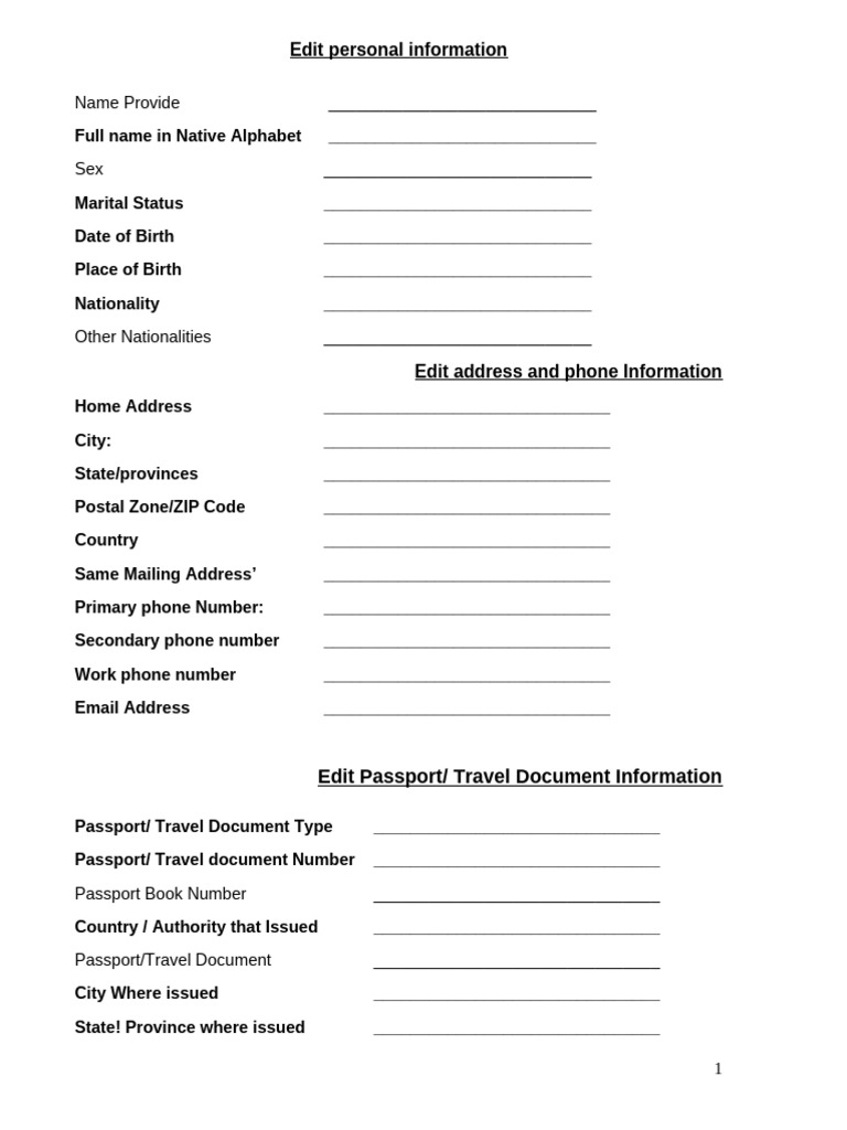 USA FORM1 | PDF | Zip Code | Passport