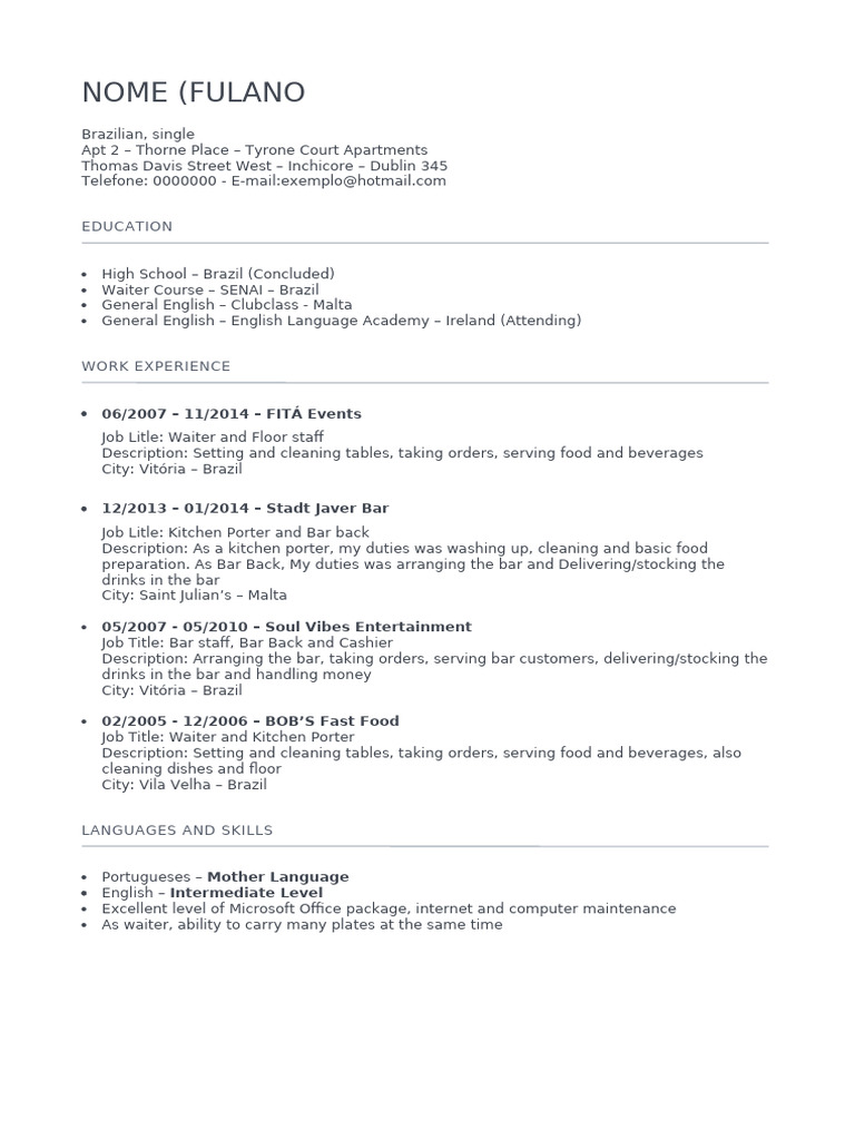 Modelo CV Simples | PDF