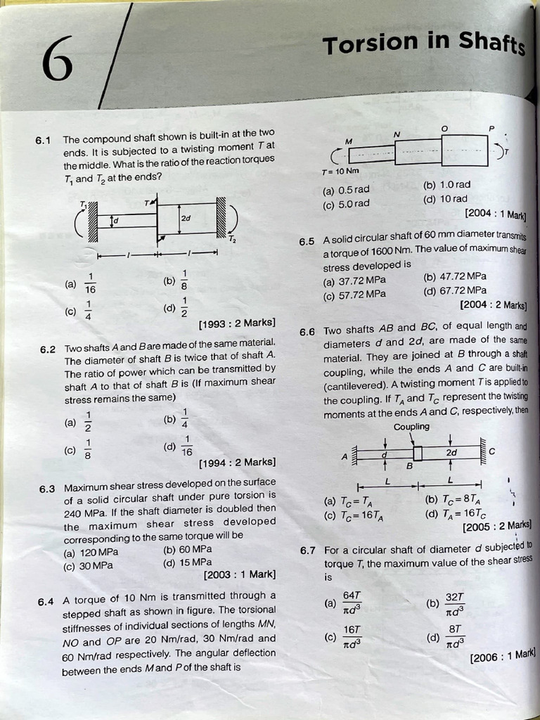 Torsion Questions | PDF | Stress (Mechanics) | Applied And Interdisciplinary Physics