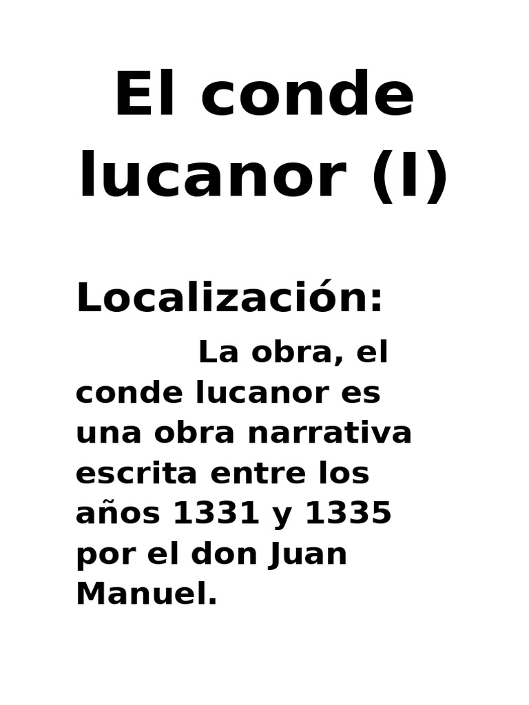 El Conde Lucanor Uno....... | PDF