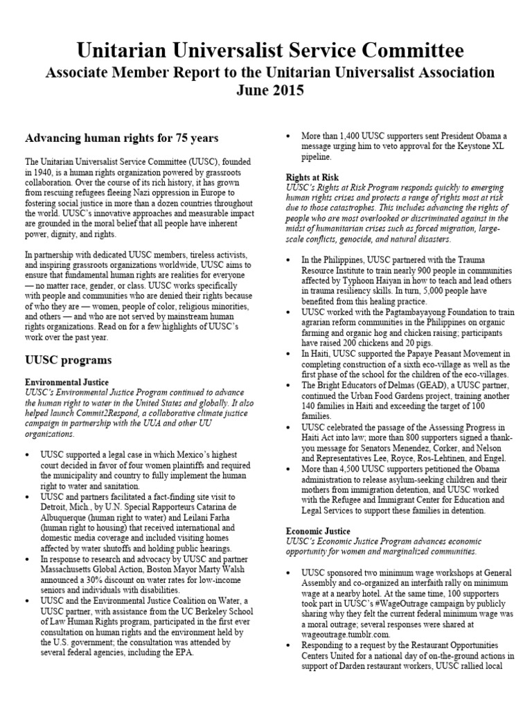 u Usc 2015 Report 4225 | PDF | Unitarian Universalism