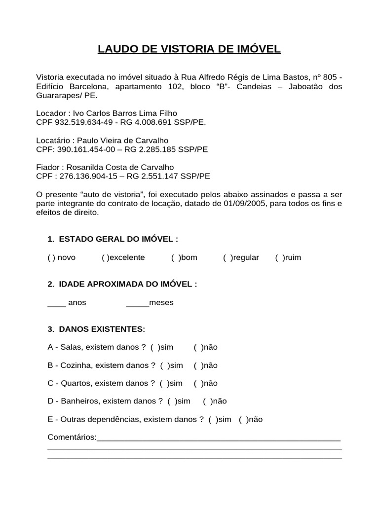 Laudo de Vistoria de Imóvel | PDF