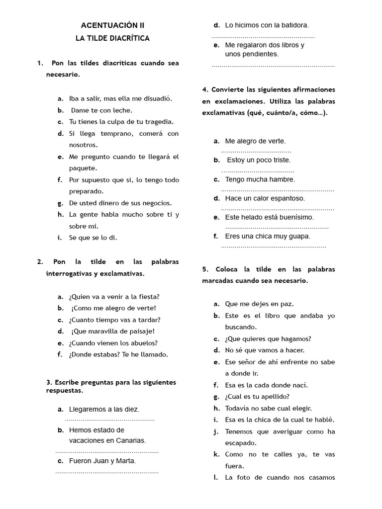 Ficha Tilde Diacrítica | PDF