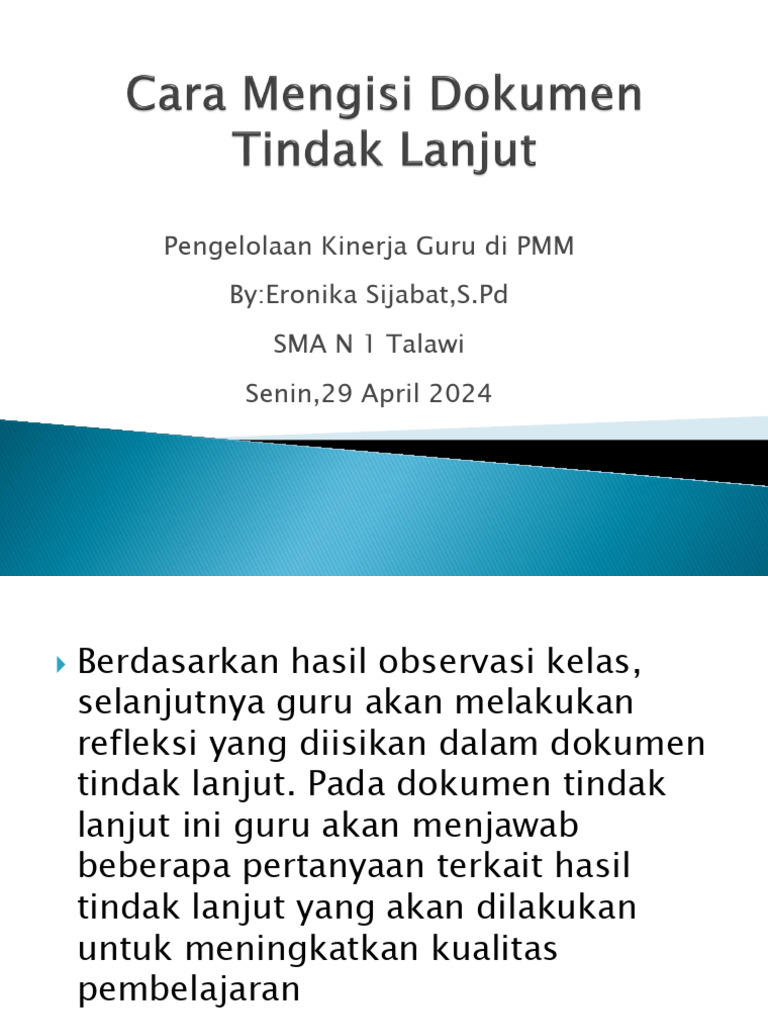 CARA MENGISI TINDAK LANJUT DI RHK PADA PMM | PDF