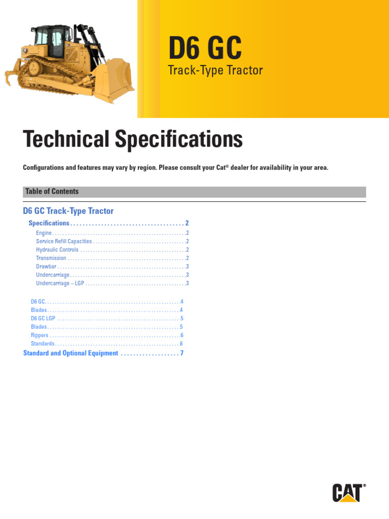 Freco Catalogue - Track Type Tractor (Bulldozer) D6-GC | PDF | Horsepower | Tractor