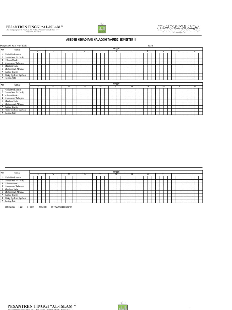 Absensi Tahfizh | PDF