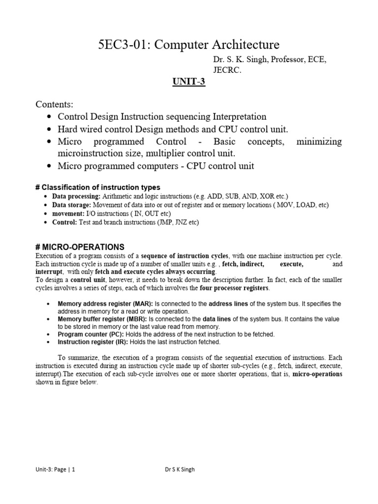 Ca Unit 3 Pdf Central Processing Unit Integrated Circuit