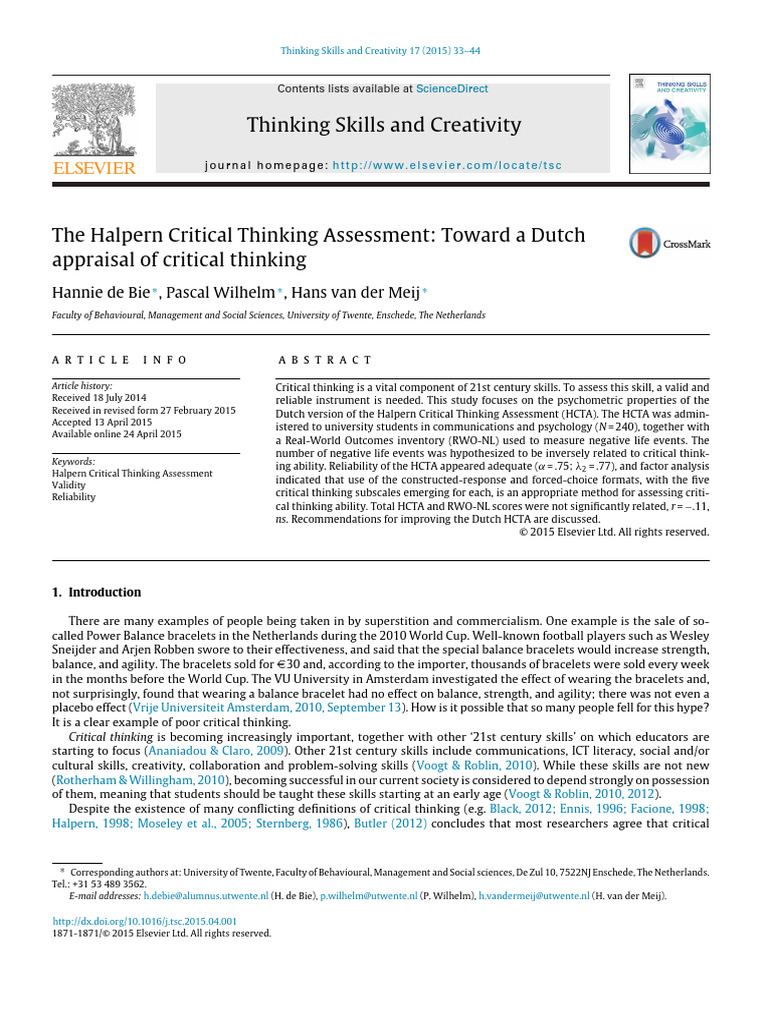 Halpern | PDF | Critical Thinking | Thought
